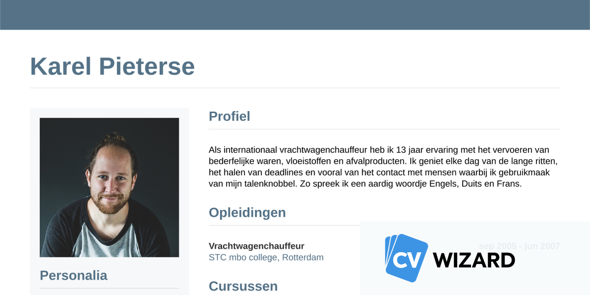 CV voorbeeld vrachtwagenchauffeur - CVwizard