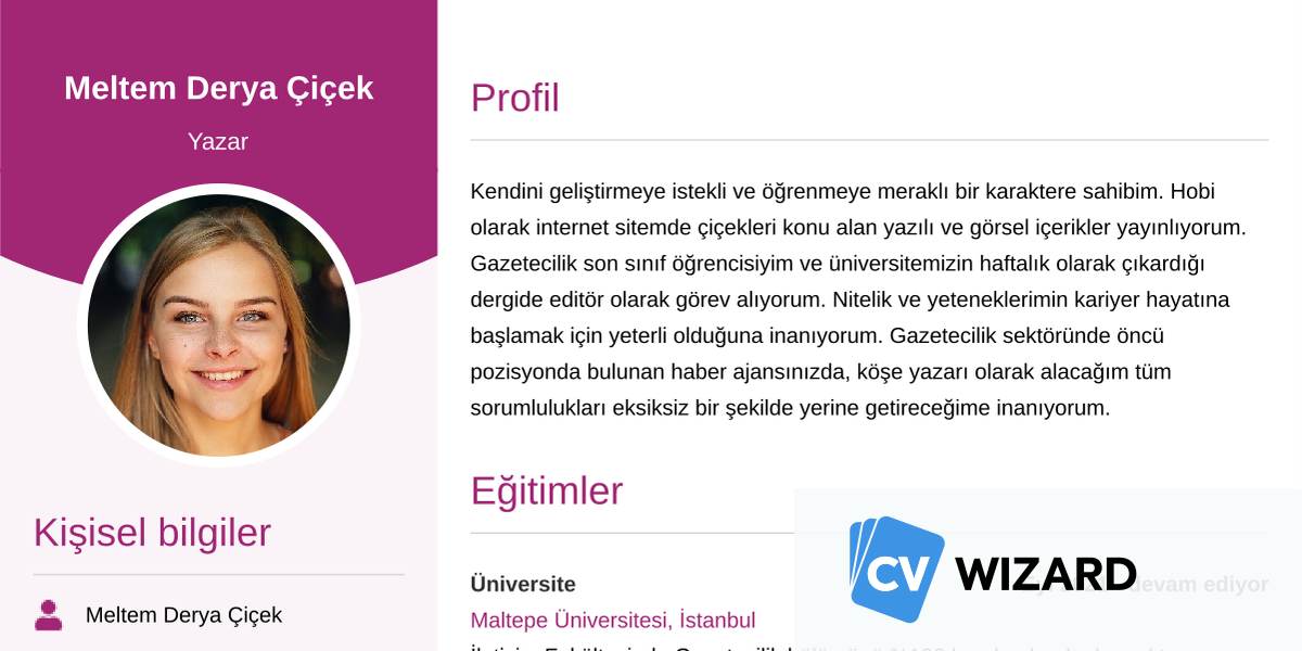 Öğrenci CV Örnekleri (2025) - CVwizard