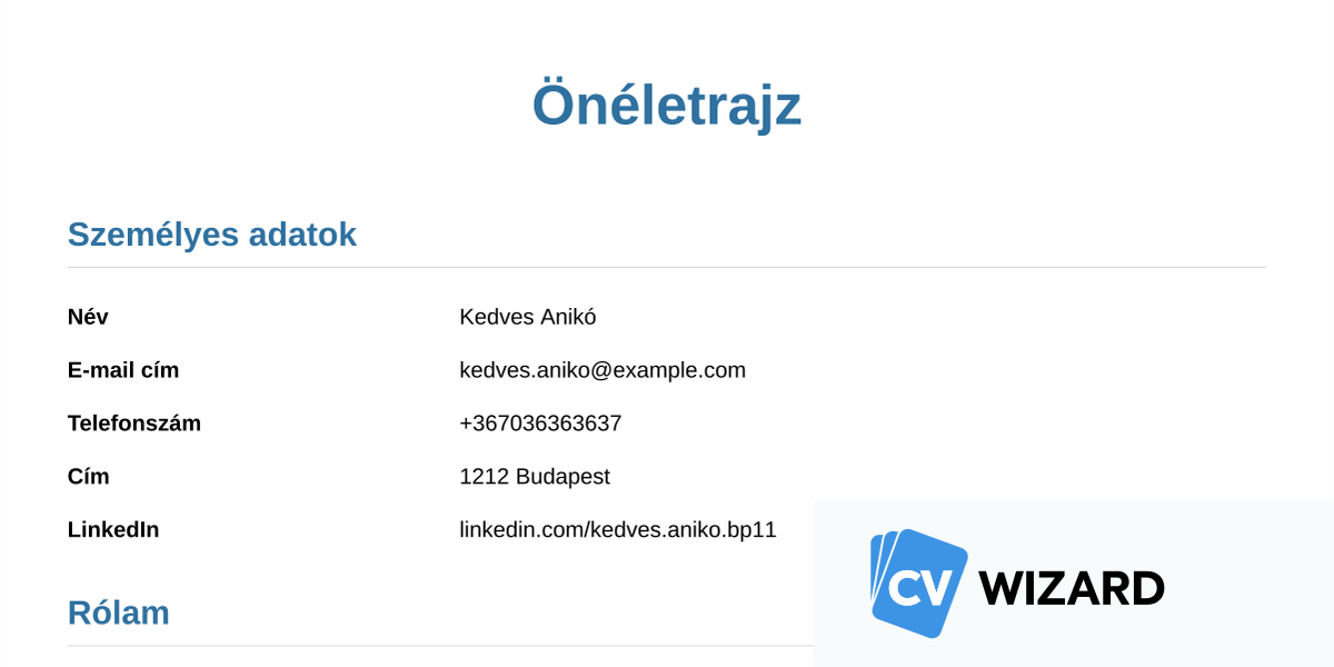 Dajka önéletrajz példa 2025-re - CVwizard