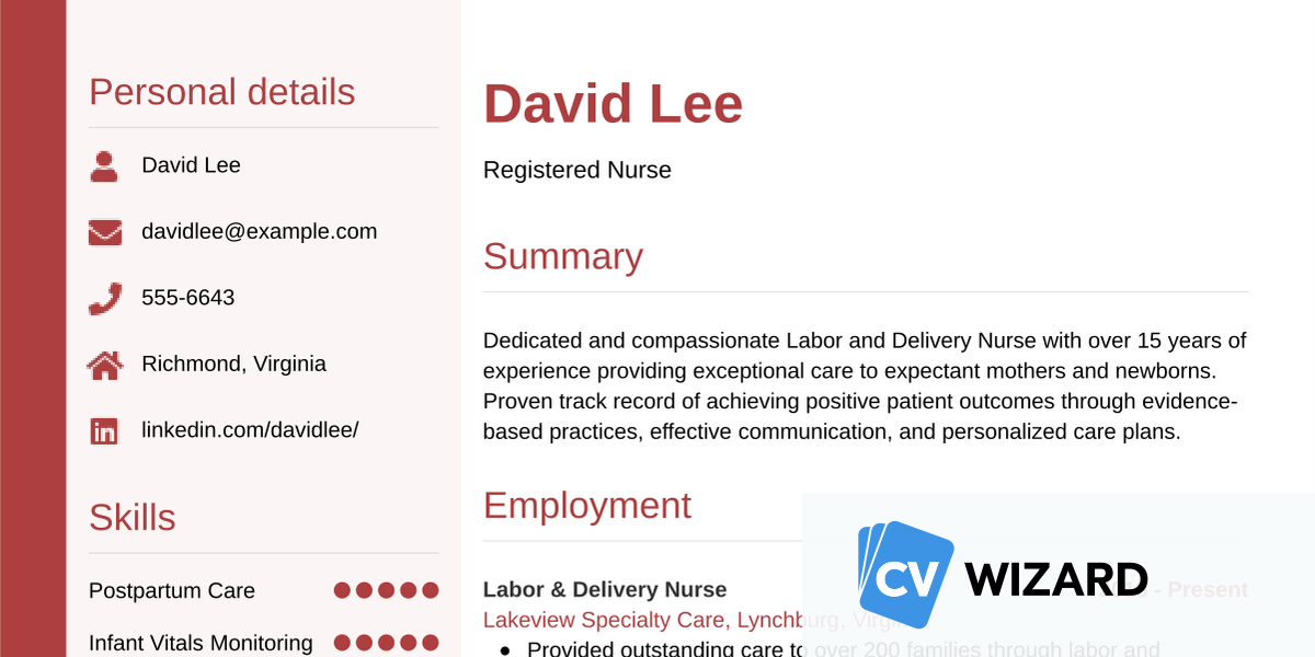 Nurse Resume Example - CVwizard