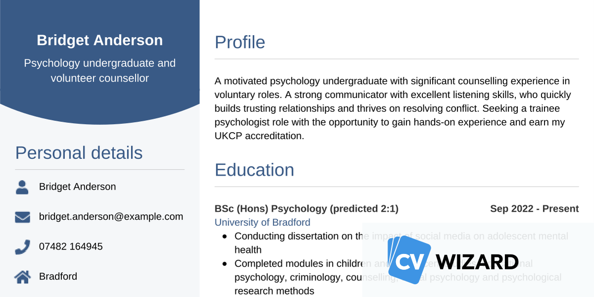 Student CV Example - CVwizard