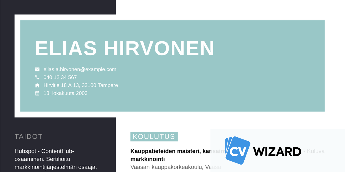 Opiskelijan CV esimerkki 2026 - CVwizard