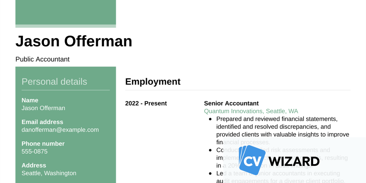 Accountant Resume Examples and Tips - CVwizard